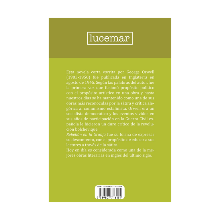 Libro Rebelión En La Granja. George Orwell. Lucemar – Mundo Mágico